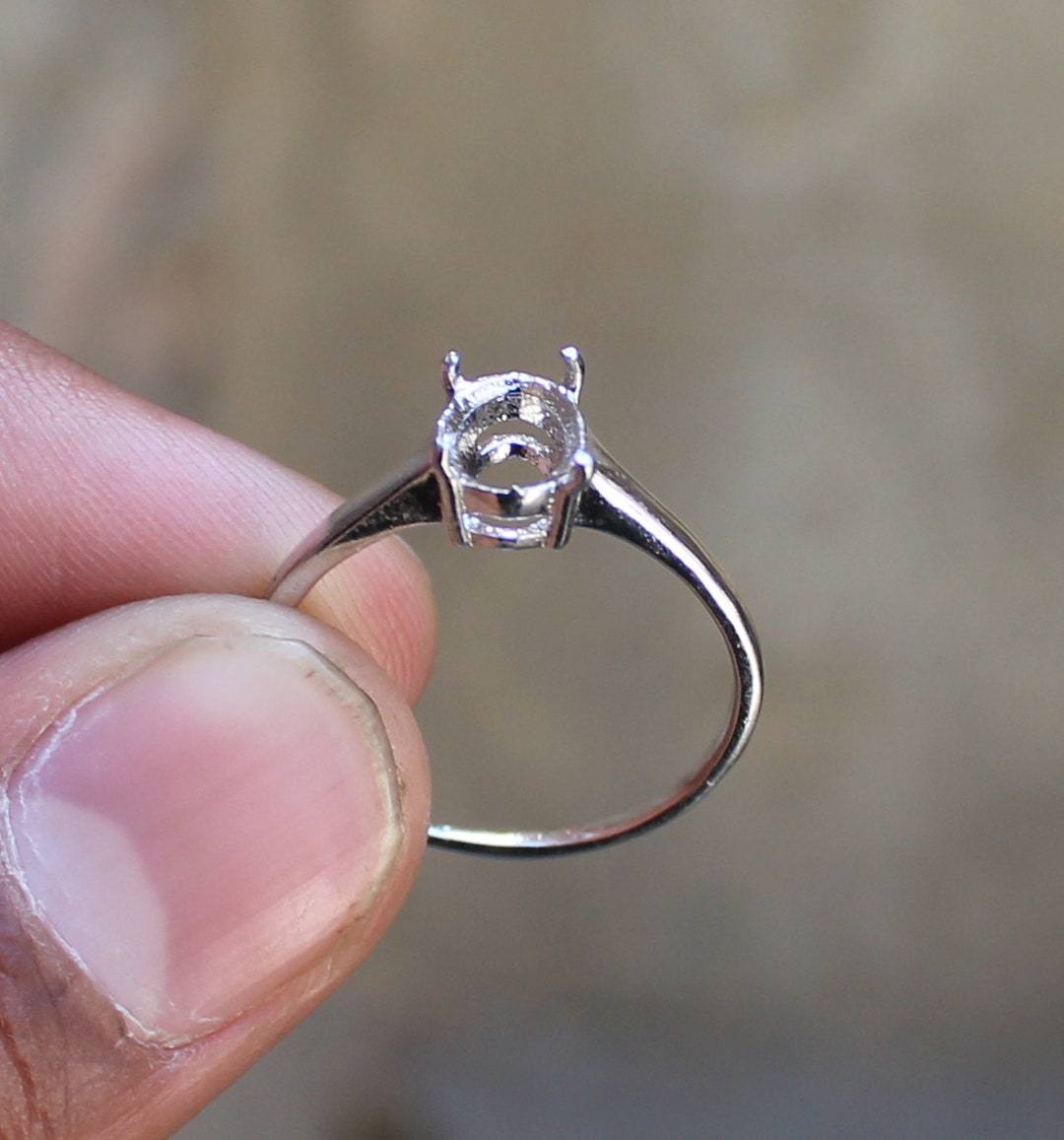 925 Sterling Silver Oval Prong Ring Setting: Jewelry Making - Etsy
