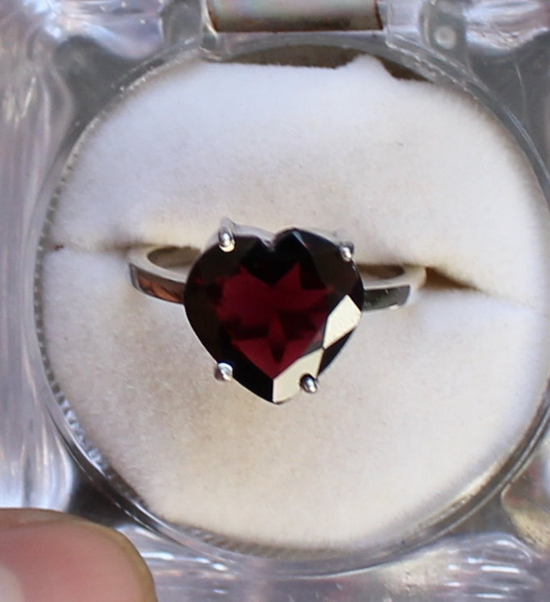 Natural Red Garnet Heart Ring 12 MM Heart Garnet 925 | Etsy