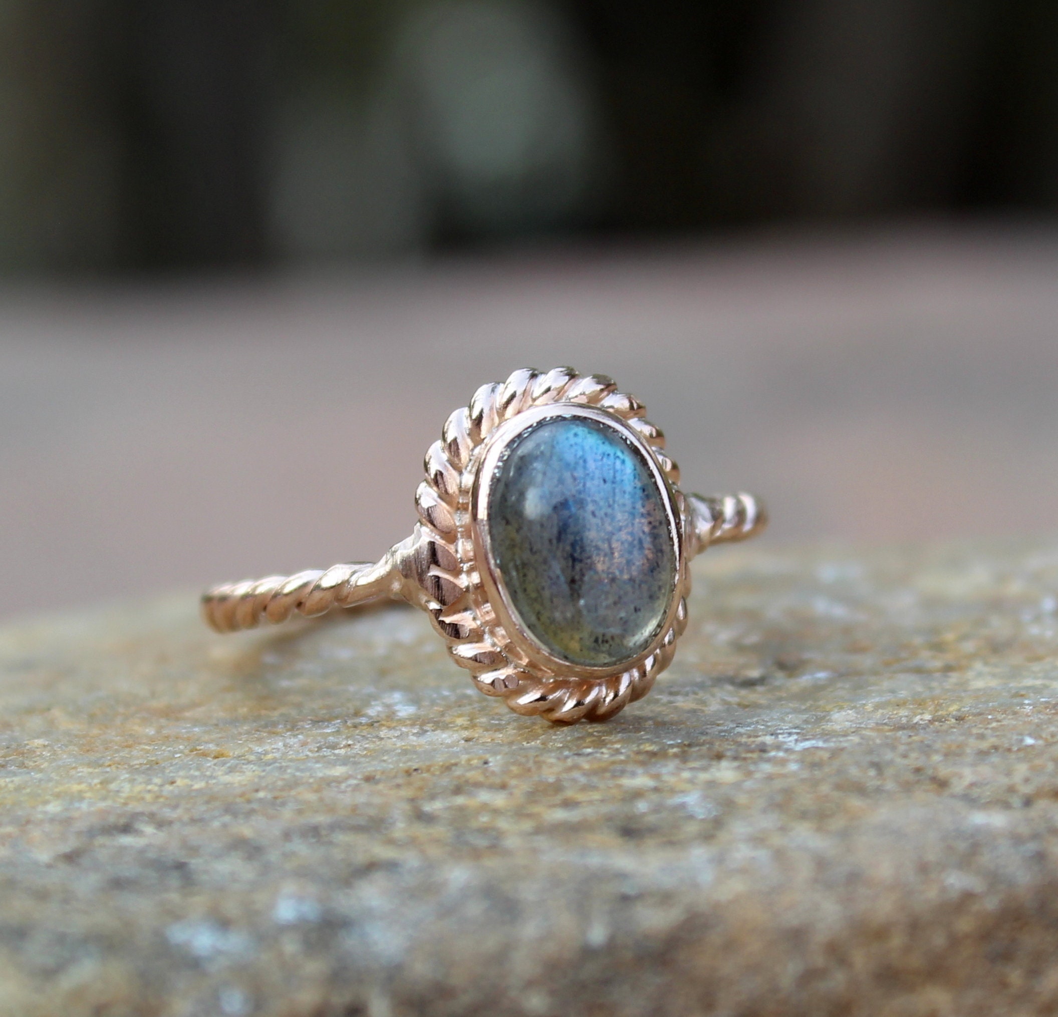 Natural Labradorite Ring Silver Rose Gold Labradorite Ring | Etsy