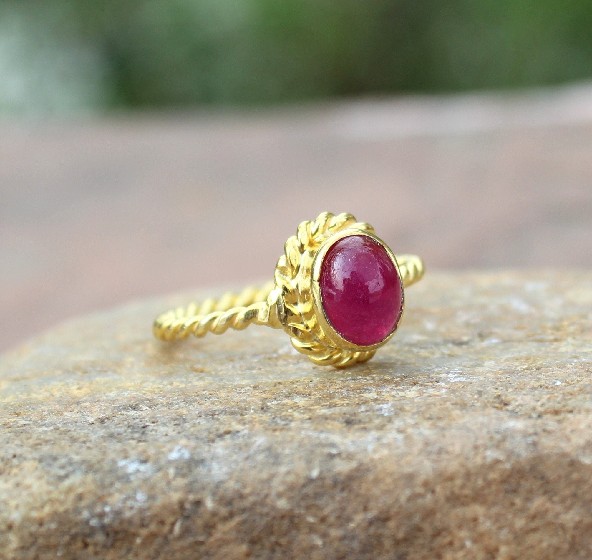 Gold Rubin Ring Natürlicher Rubin Schmuck Silber Rubin Juli | Etsy