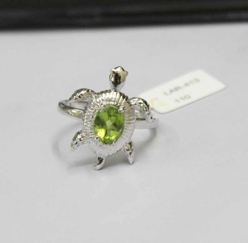 925 Sterling Silver Tortoise Ring Natural Peridot - Etsy