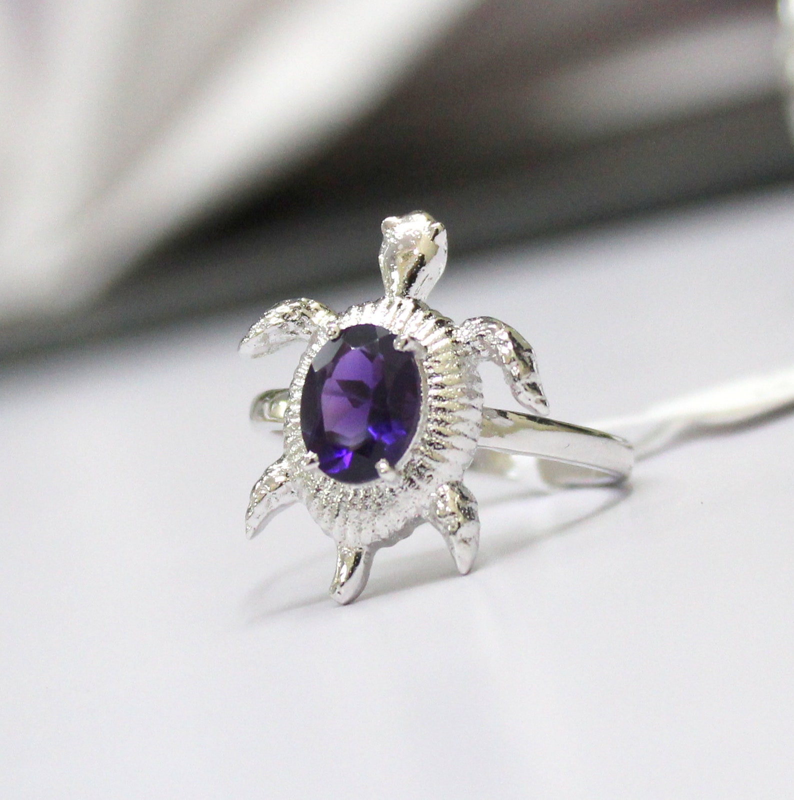 925 Sterling Silver Tortoise Ring Natural Peridot - Etsy