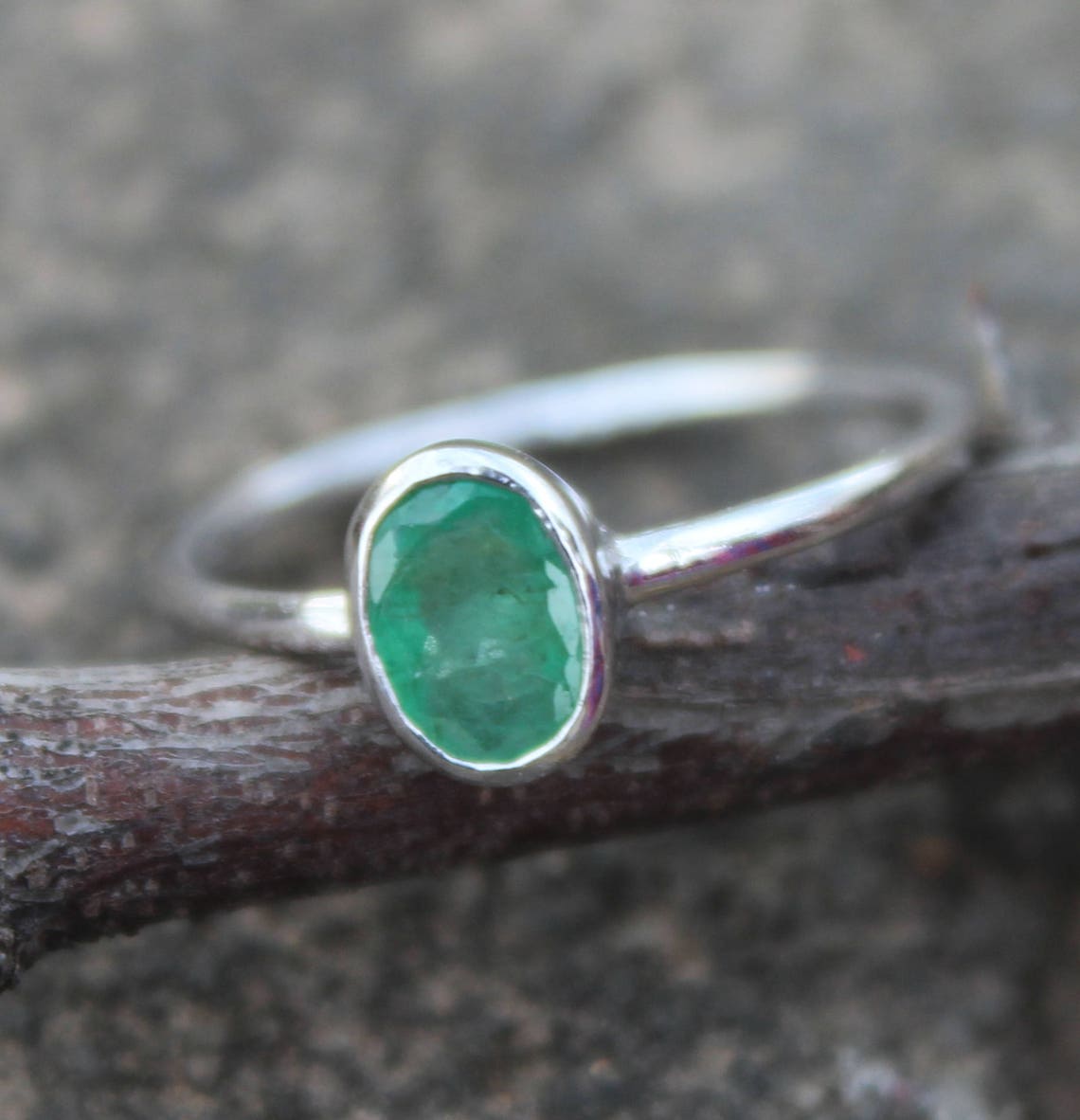 925 Solid Sterling Silver Natural Green Emerald Ring Ring | Etsy