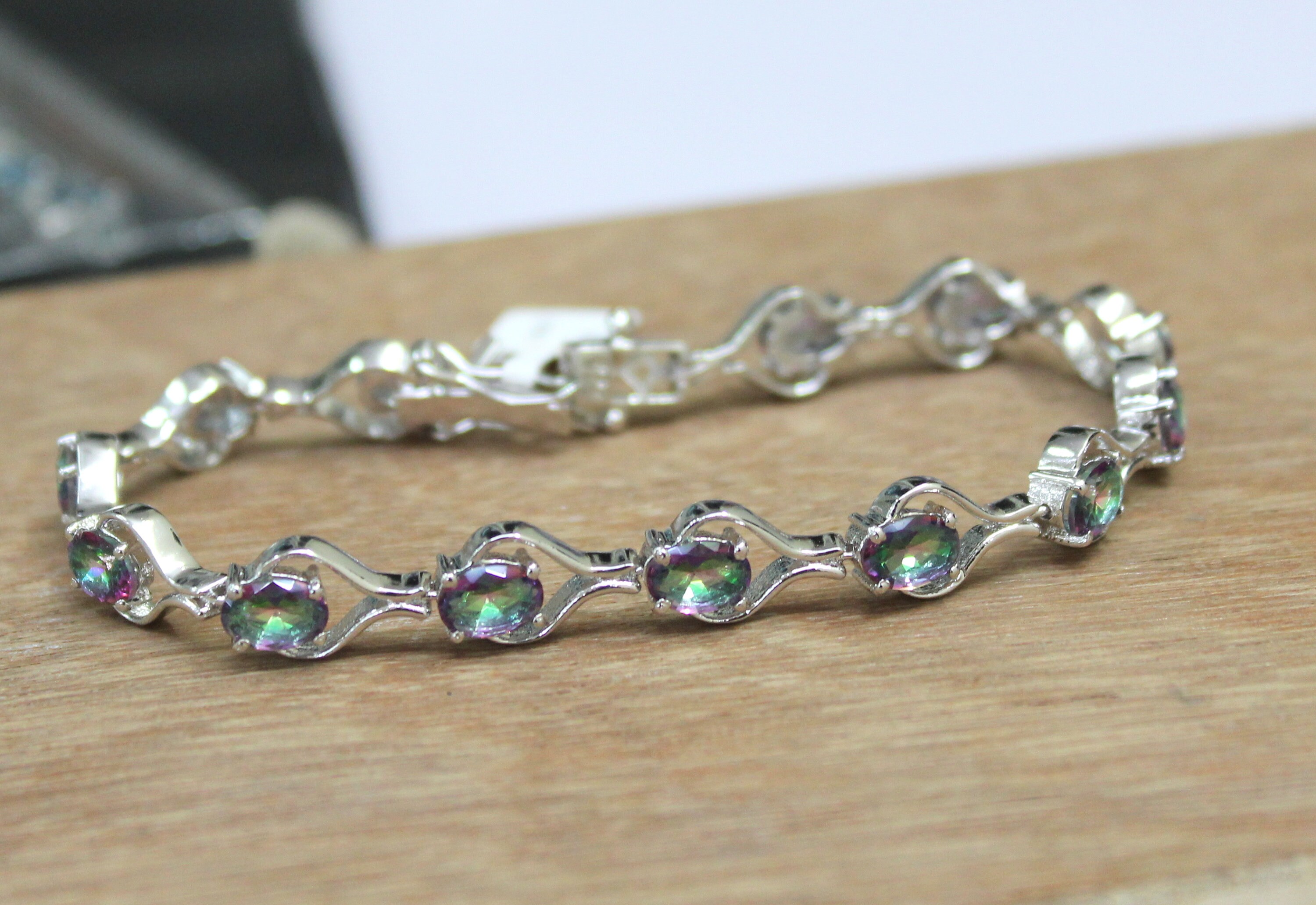 925 Sterling Silver Mystic Topaz Bracelet Silver Topaz | Etsy