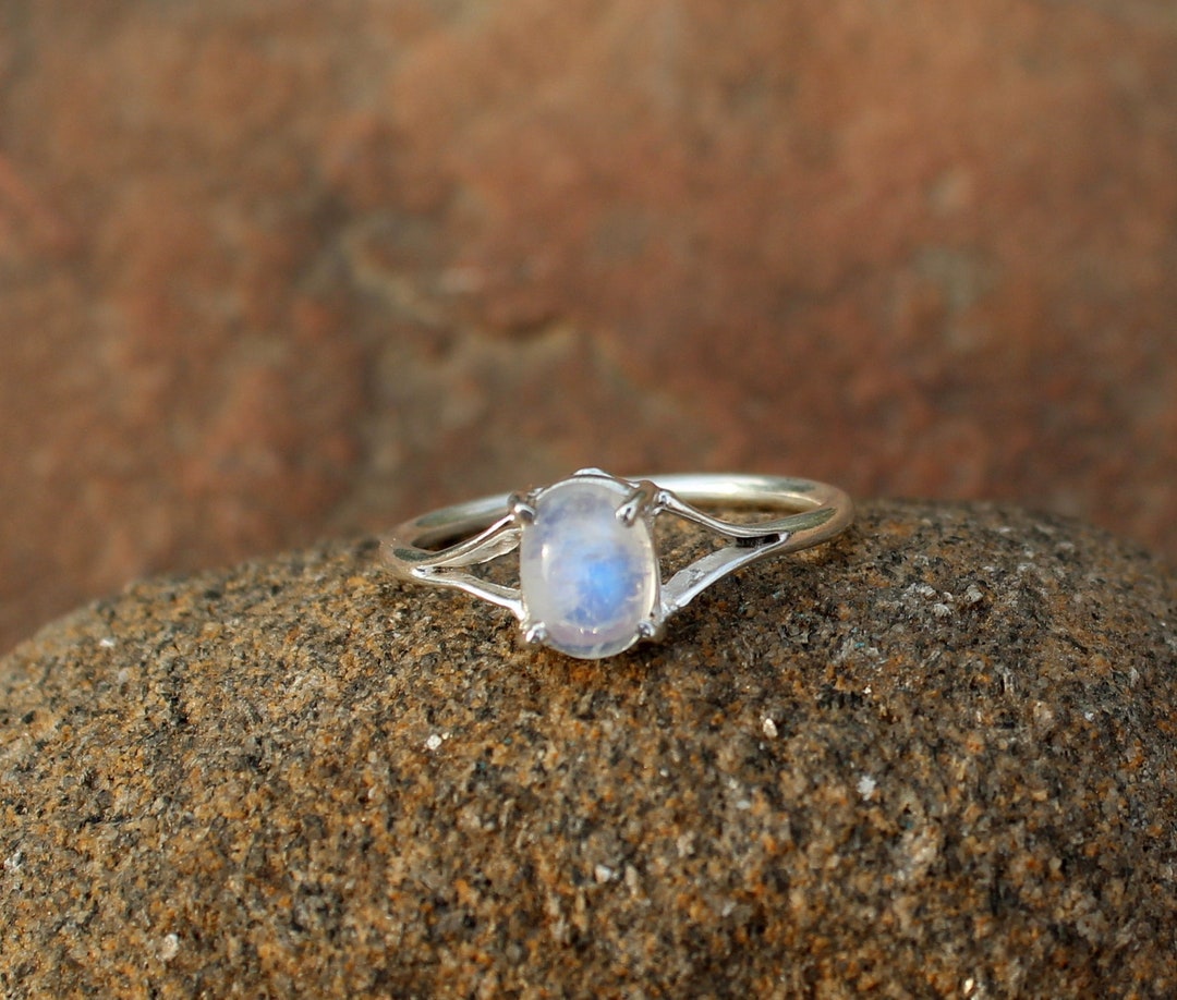 Natürlicher Regenbogen Mondstein Ring Silber Mondstein Ring - Etsy.de