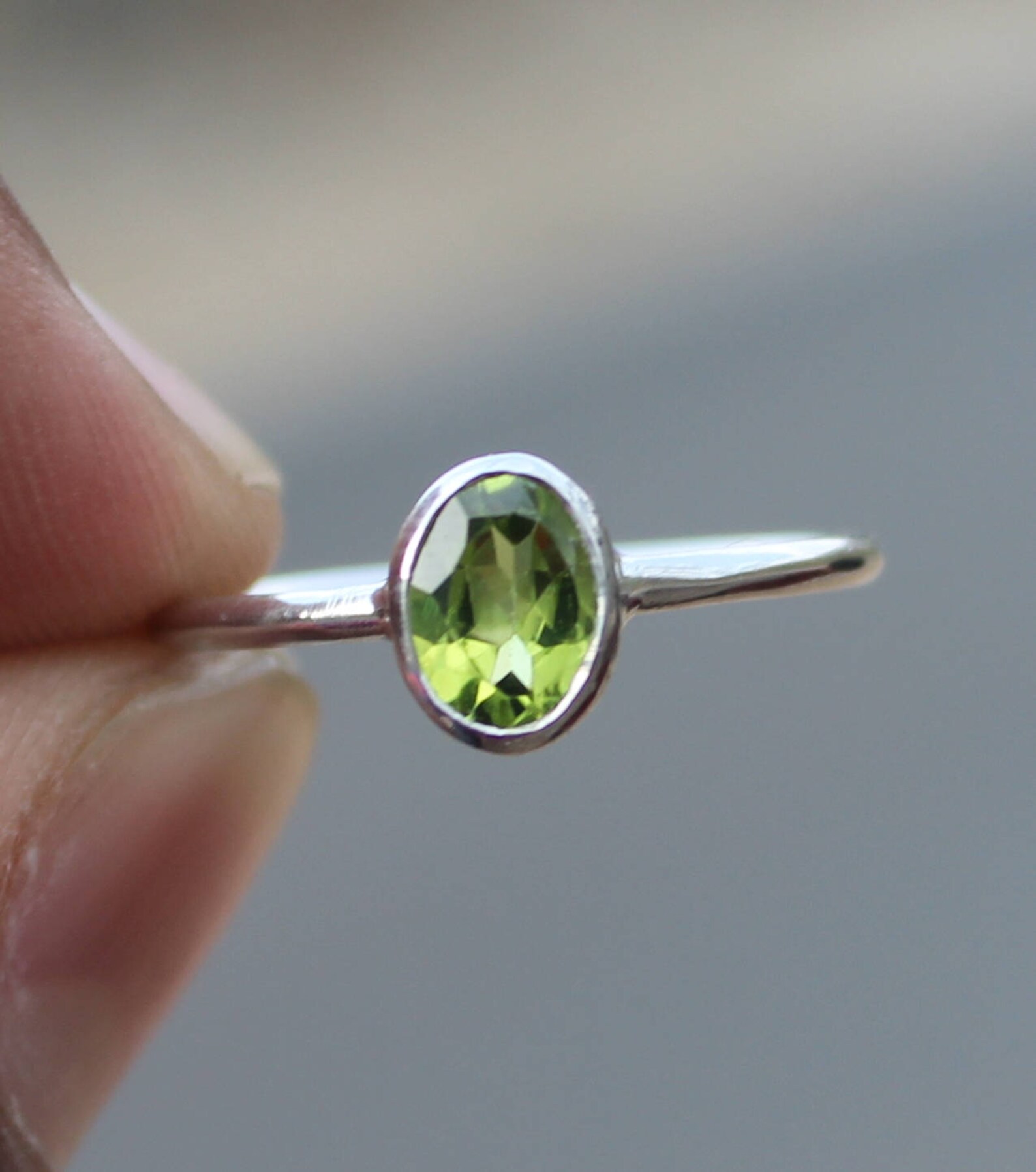 925 Solid Sterling Silver Natural Green Peridot Ring Ring | Etsy