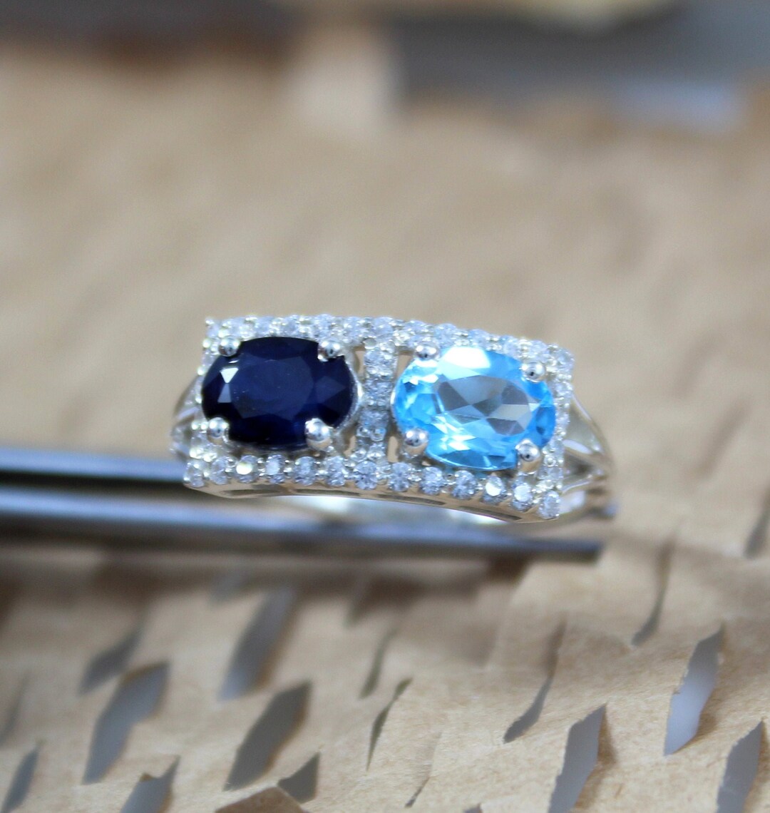 Natural Blue Sapphire Diffusion - Natural Blue Topaz - 925 Sterling ...