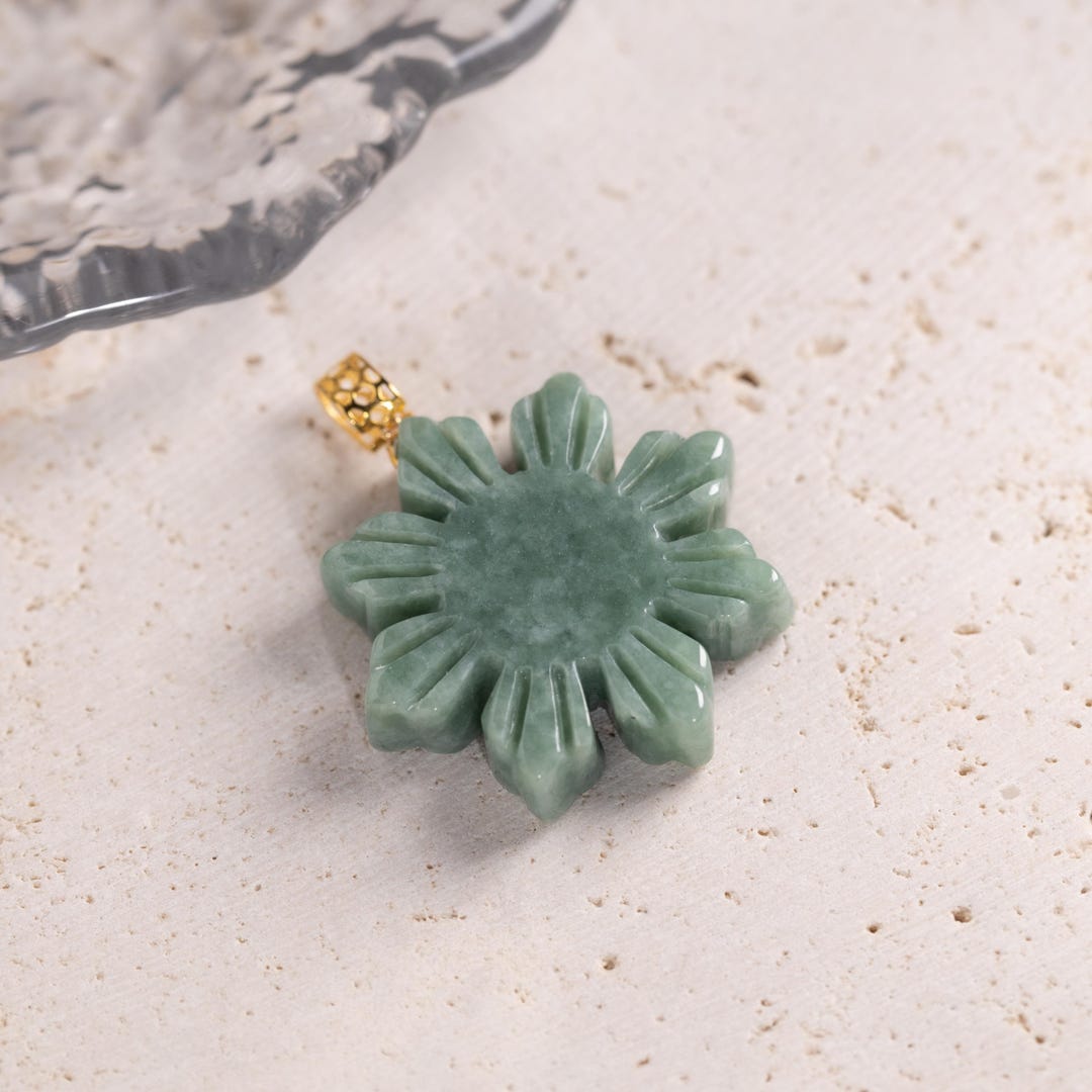 18K Solid Yellow Gold Natural Green Jade Filipino Micro Sun Pendant - Etsy