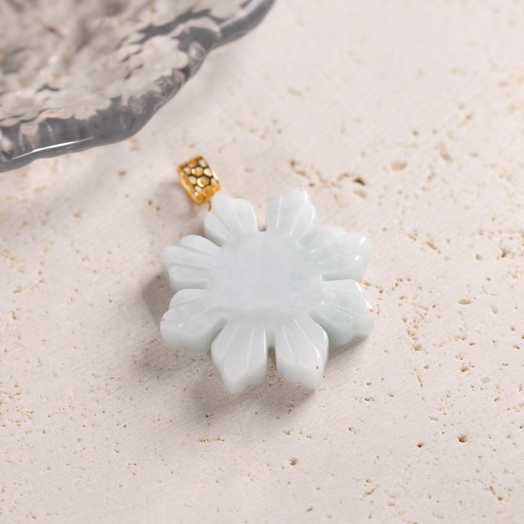 18K Solid Yellow Gold Natural White Jade Filipino Micro Sun Pendant - Etsy