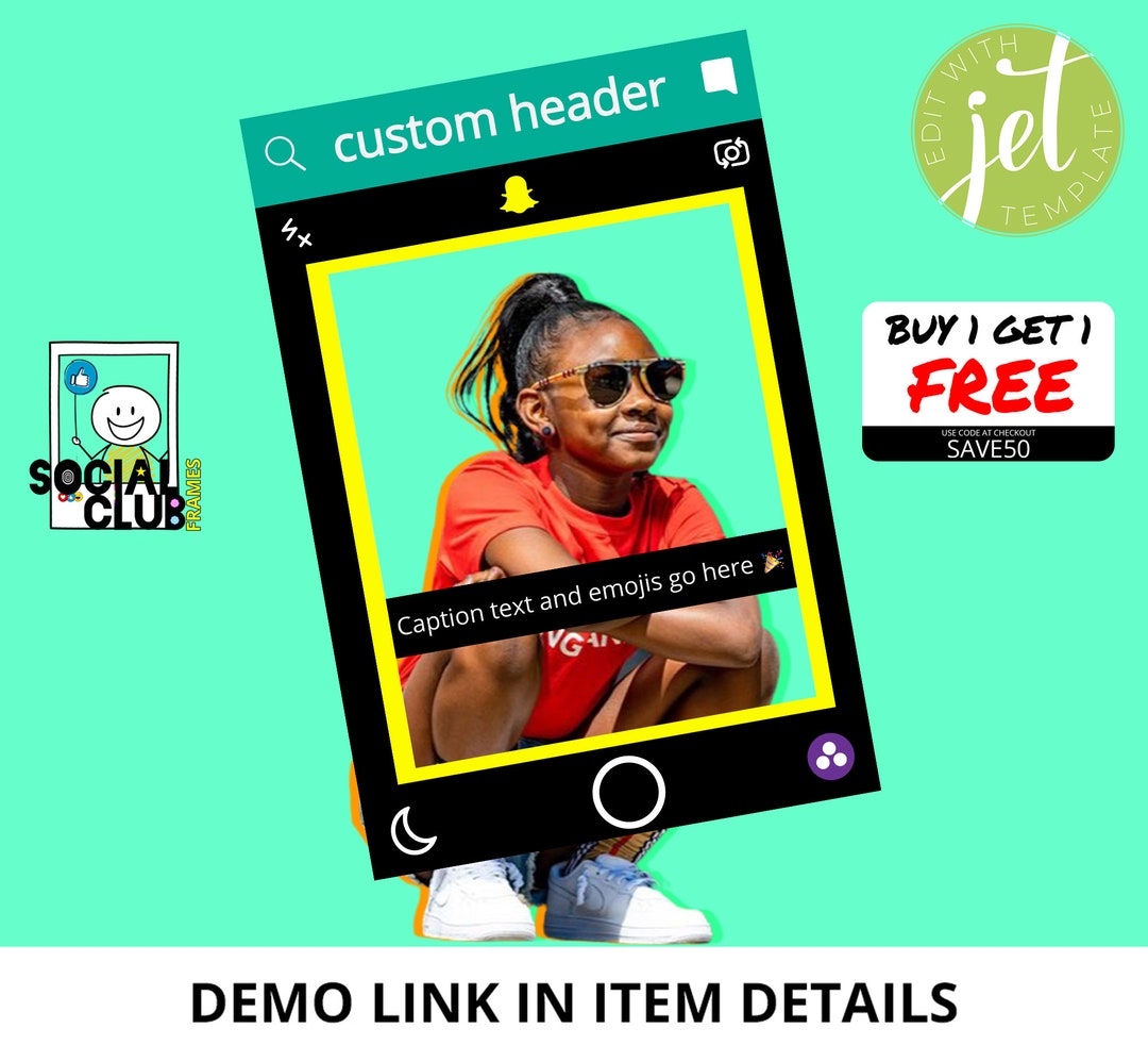 Snapchat Selfie Frame, Social Media Photo Booth Prop, Editable ...