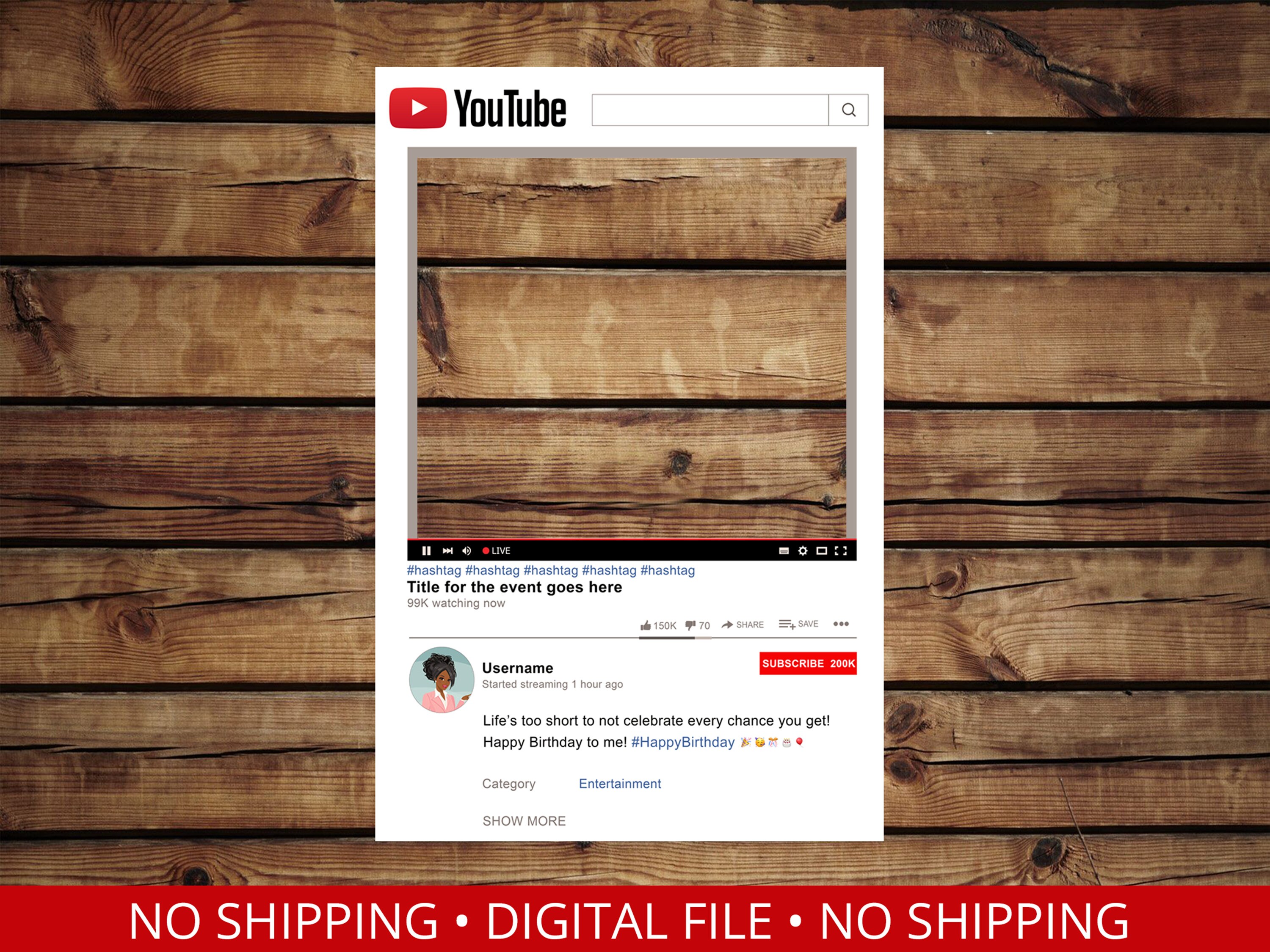 Customized YouTube Frame Prop DIGITAL FILE | Etsy