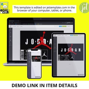 Jordan Birthday Invitation, Jet Template, Digital File, Electronic ...