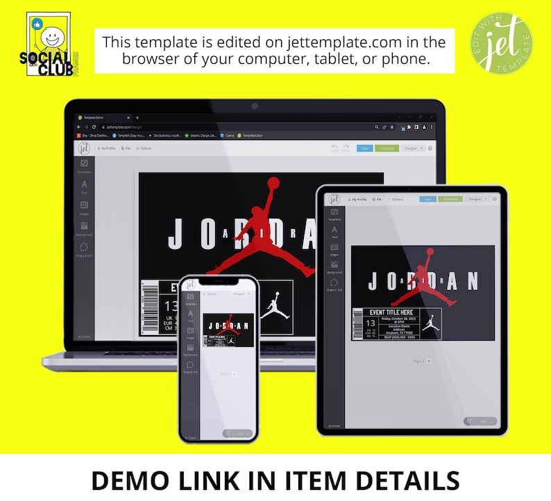 Jordan Birthday Invitation Editable Printable Jet Template - Etsy