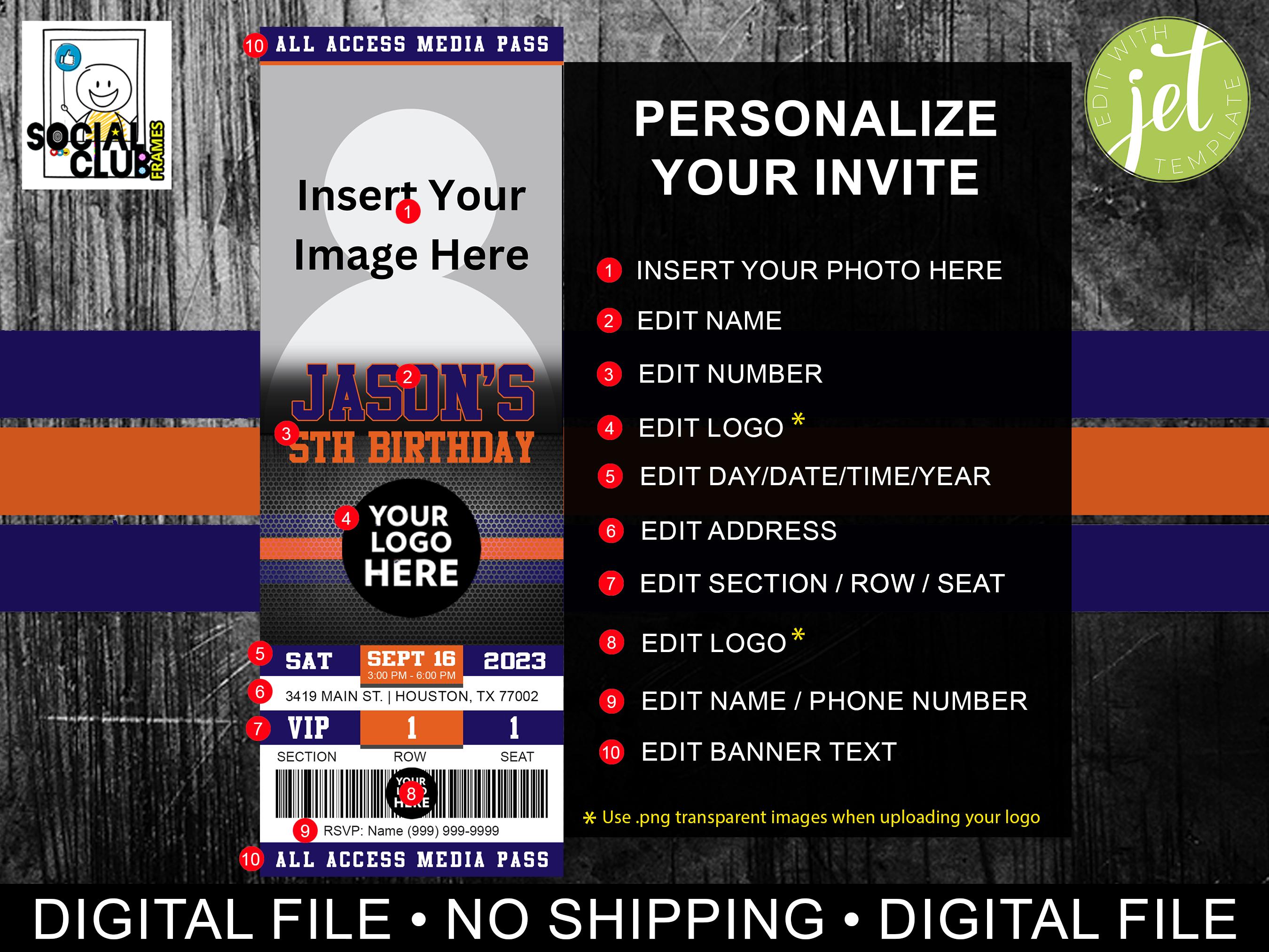 Phoenix Suns Basketball Birthday Invitation: Sports Ticket (digital) - Etsy