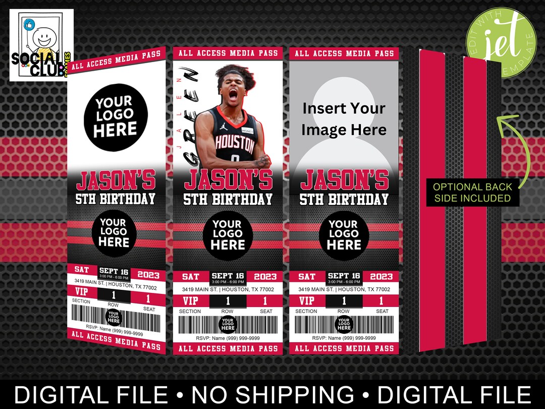 Houston Rockets Birthday Ticket Invitation | Editable Basketball Party ...