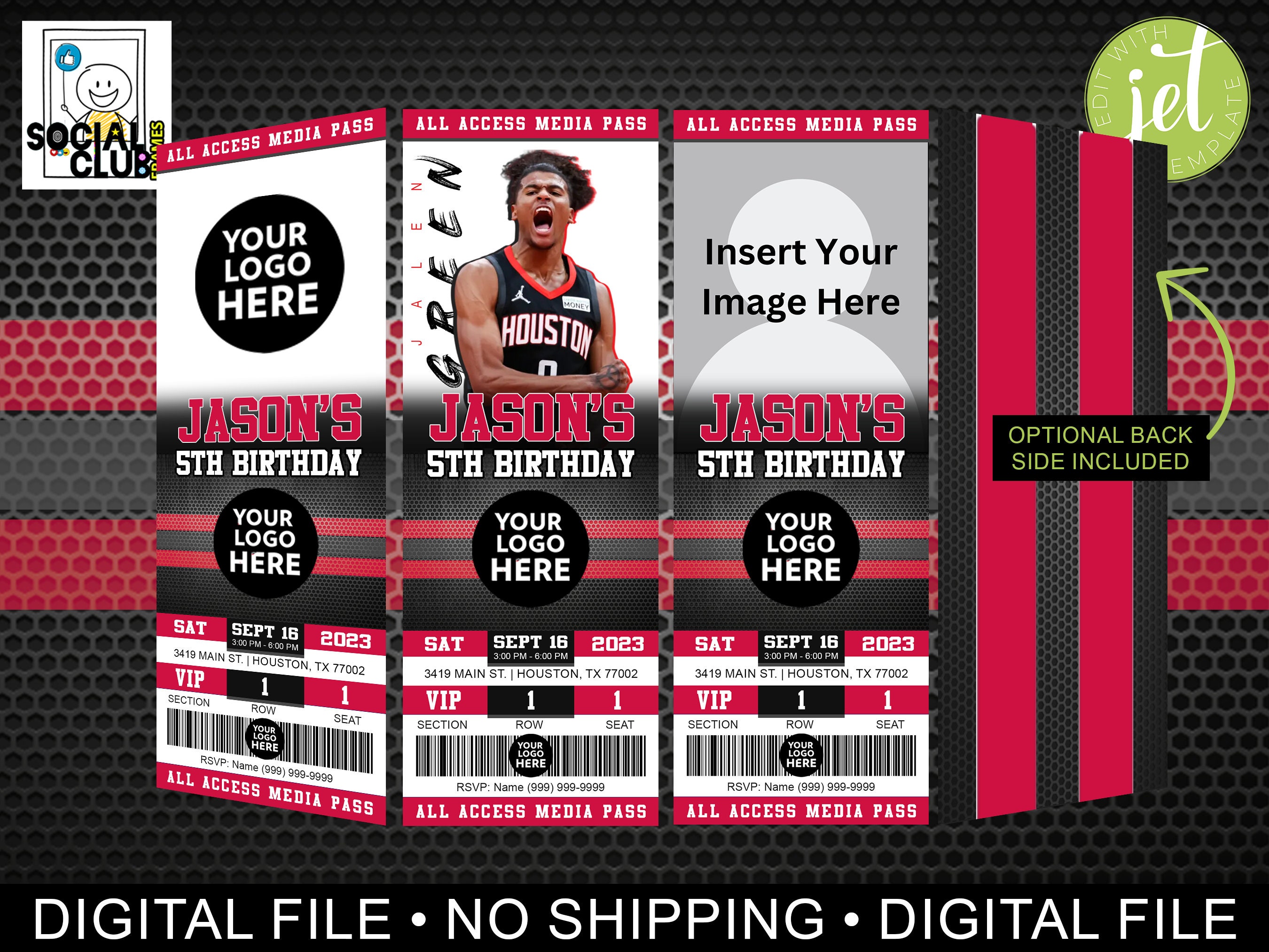 Houston Rockets Birthday Ticket Invitation | Editable Basketball Party ...