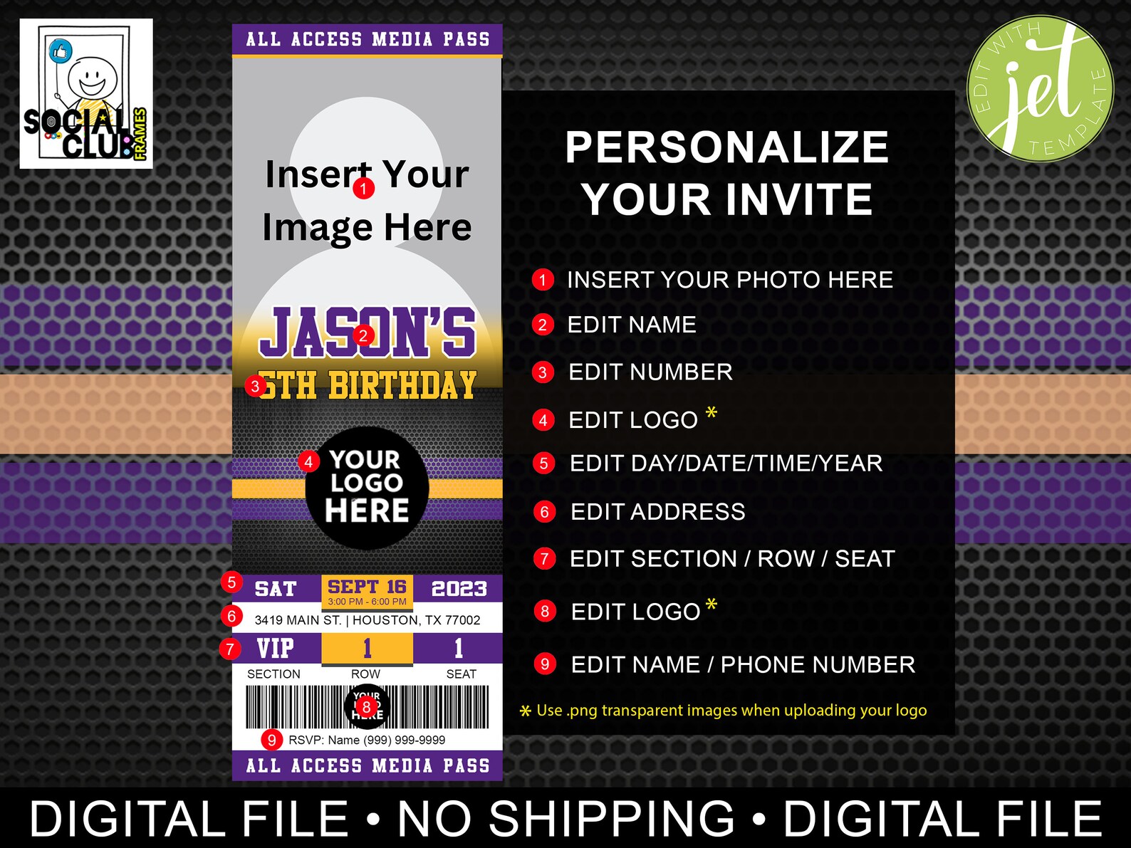 Los Angeles Lakers Birthday Invitation: Sports Ticket (digital Download ...