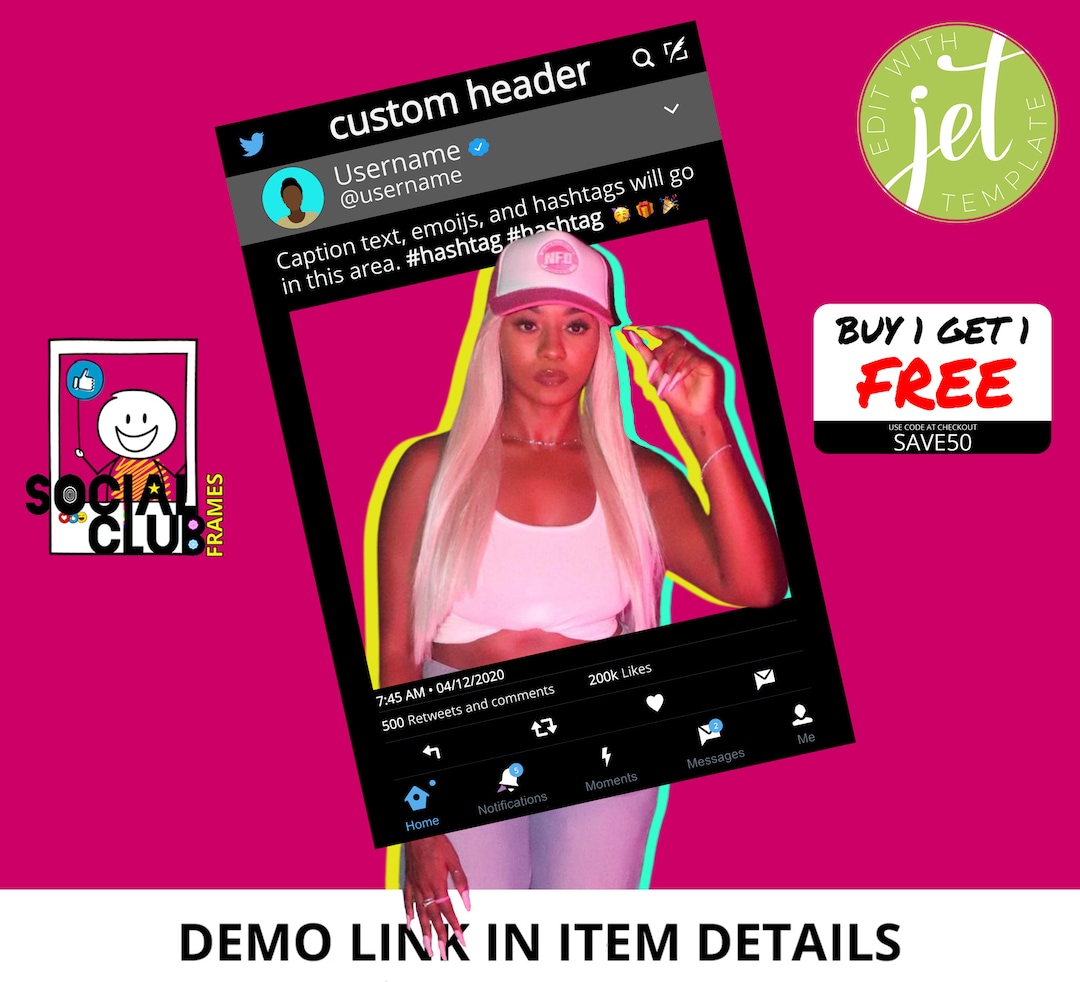 Twitter Selfie Frame: Social Media Photo Booth Prop (jet Template) - Etsy