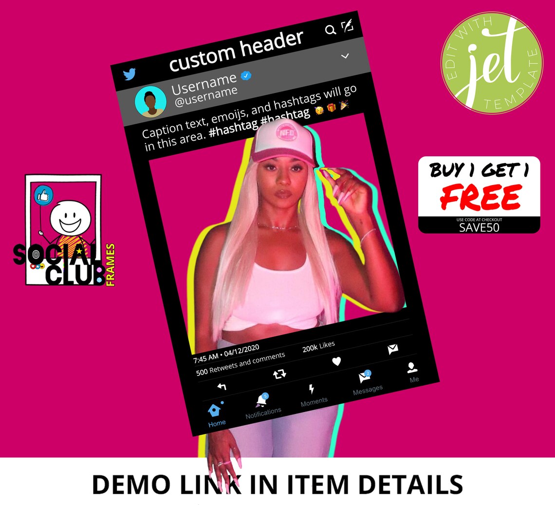 Twitter Selfie Frame Social Media Photo Booth Prop Editable - Etsy