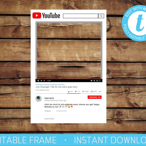 Youtube Photo Booth Props INSTANT DOWNLOAD | Etsy