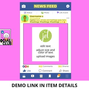 Facebook Selfie Frame, Social Media Photo Booth Prop, Editable ...