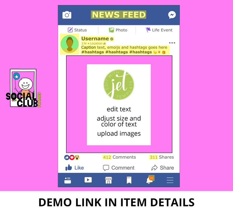 Facebook Selfie Frame Social Media Photo Booth Prop - Etsy