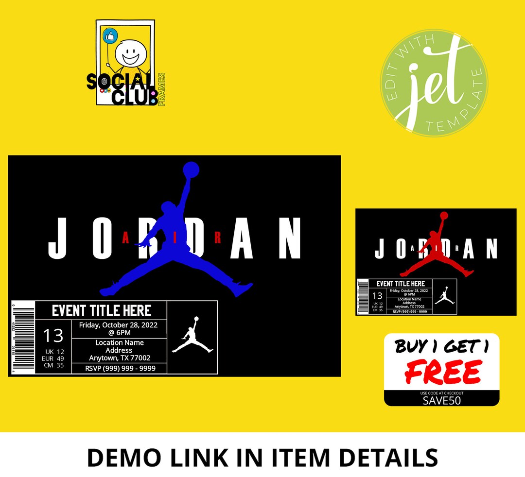 Jordan Birthday Invitation, Editable, Printable, Jet Template - Etsy