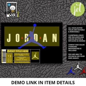 Jordan Birthday Invitation, Jet Template, Digital File, Electronic ...