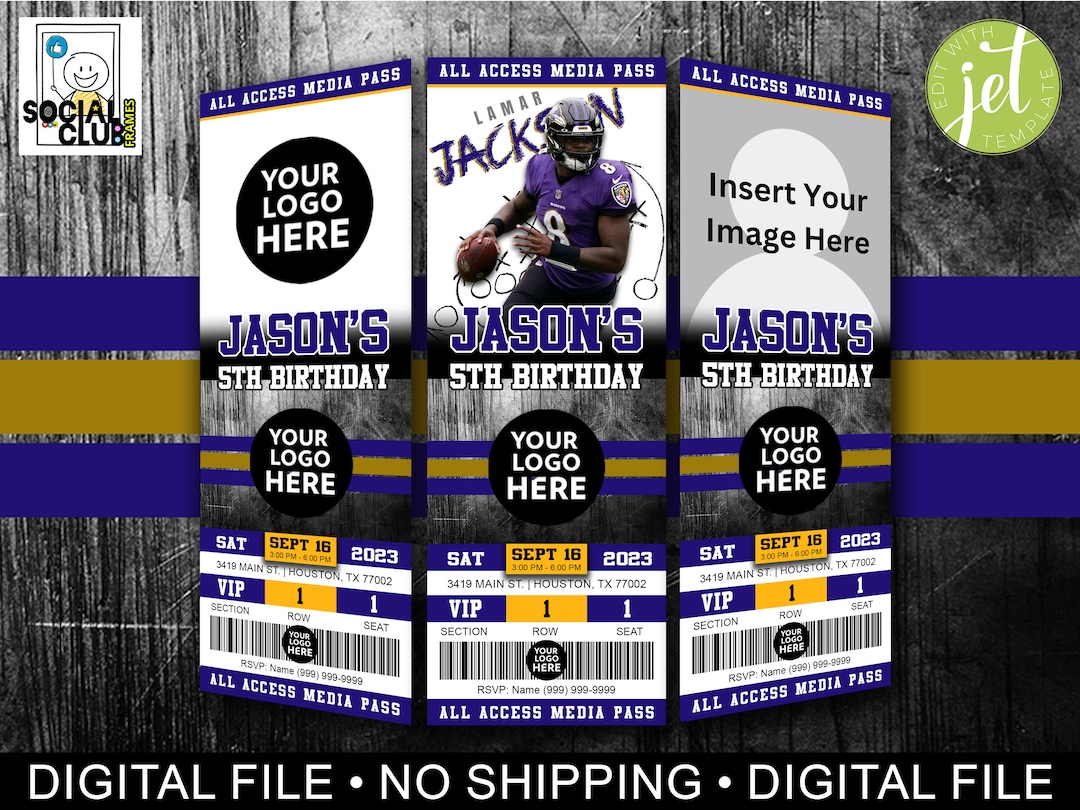 Ravens Football Birthday Invitation: Sports Party, Digital Download - Etsy