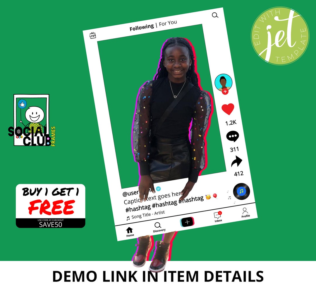 Tik Tok Selfie Frame, Social Media Photo Booth Prop, Editable ...