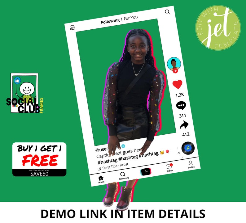 Tik Tok Selfie Frame Social Media Photo Booth Prop Editable - Etsy