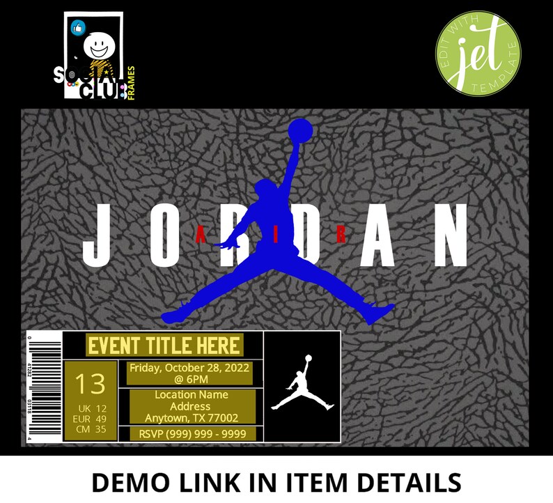 Jordan Birthday Invitation Cement Invitation Editable - Etsy