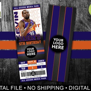 Phoenix Suns Basketball Birthday Invitation: Sports Ticket (digital) - Etsy