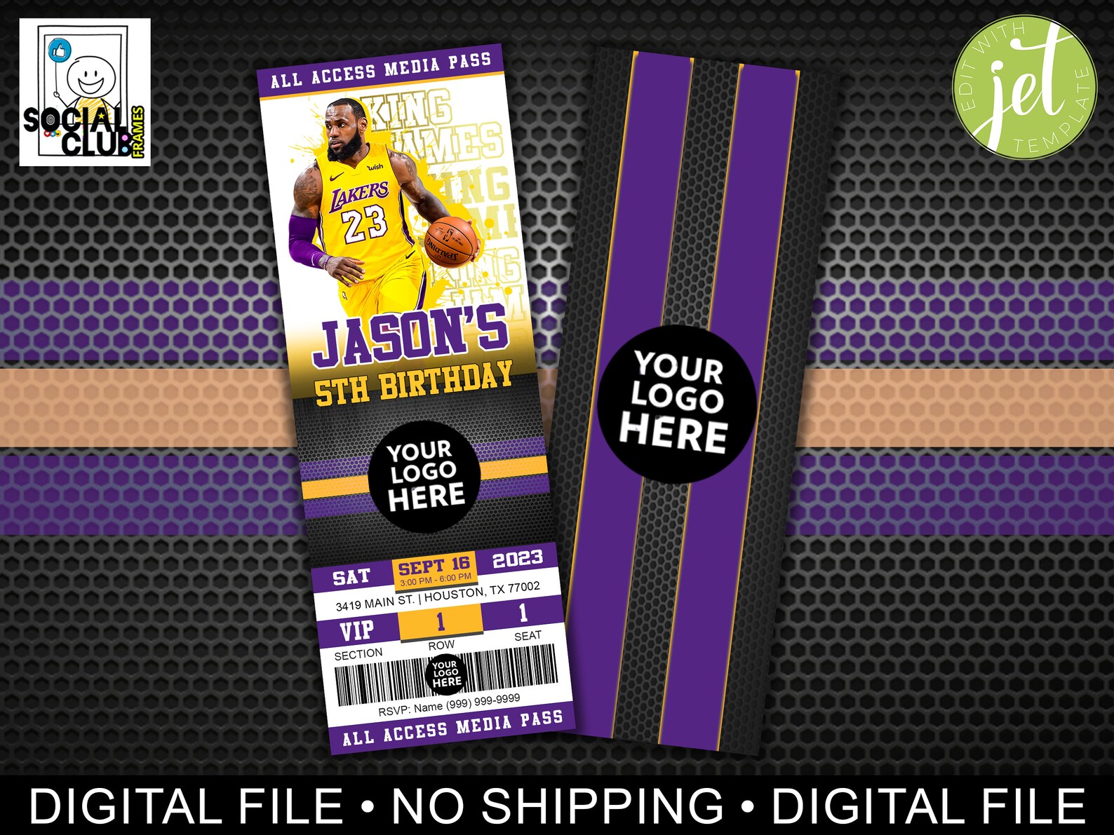 Los Angeles Lakers Birthday Invitation: Sports Ticket (digital Download ...