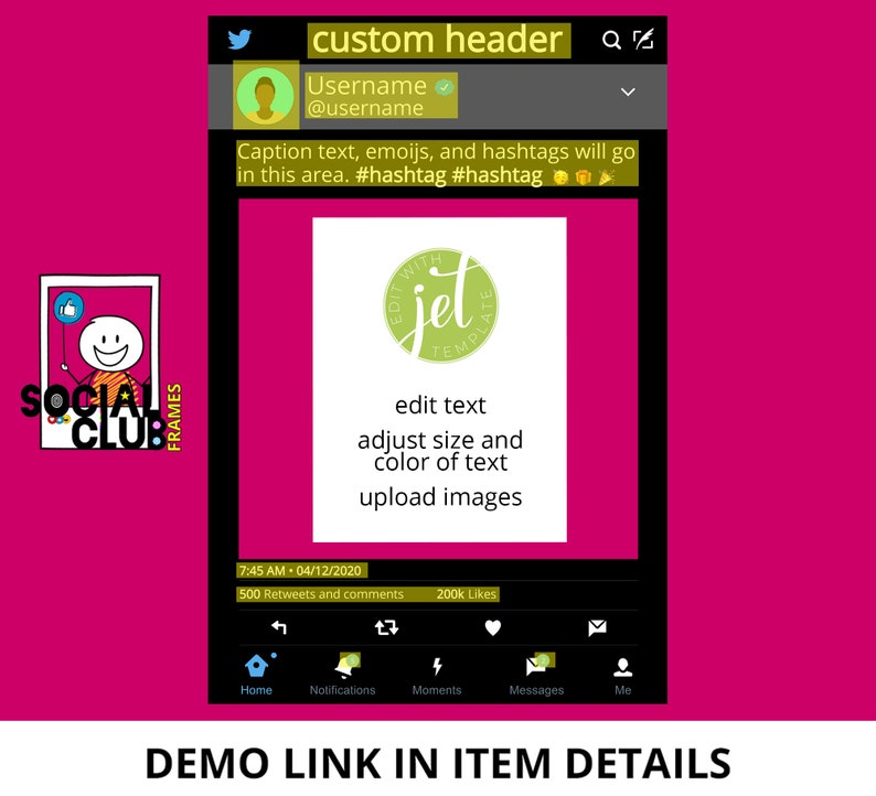 Twitter Selfie Frame Social Media Photo Booth Prop Editable - Etsy