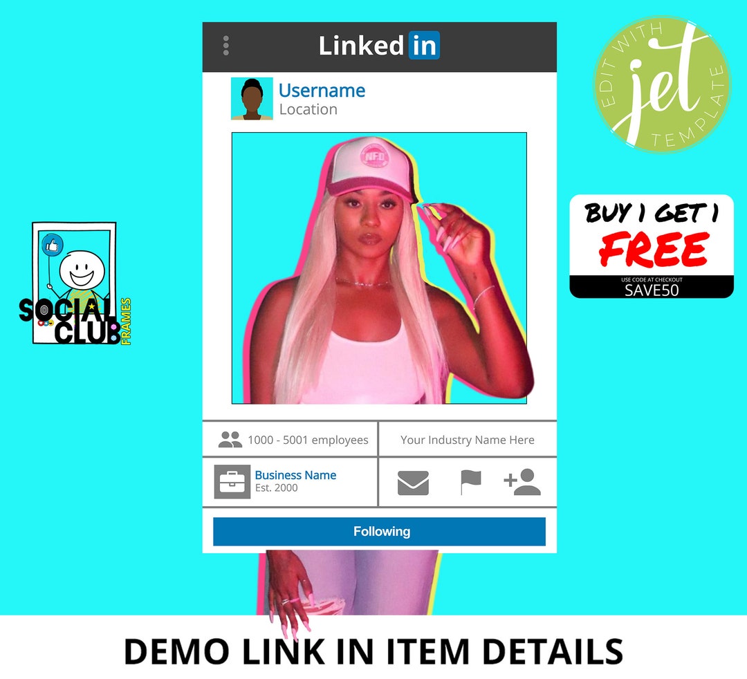 Linkedin Selfie Frame: Social Media Photo Booth Prop (editable ...