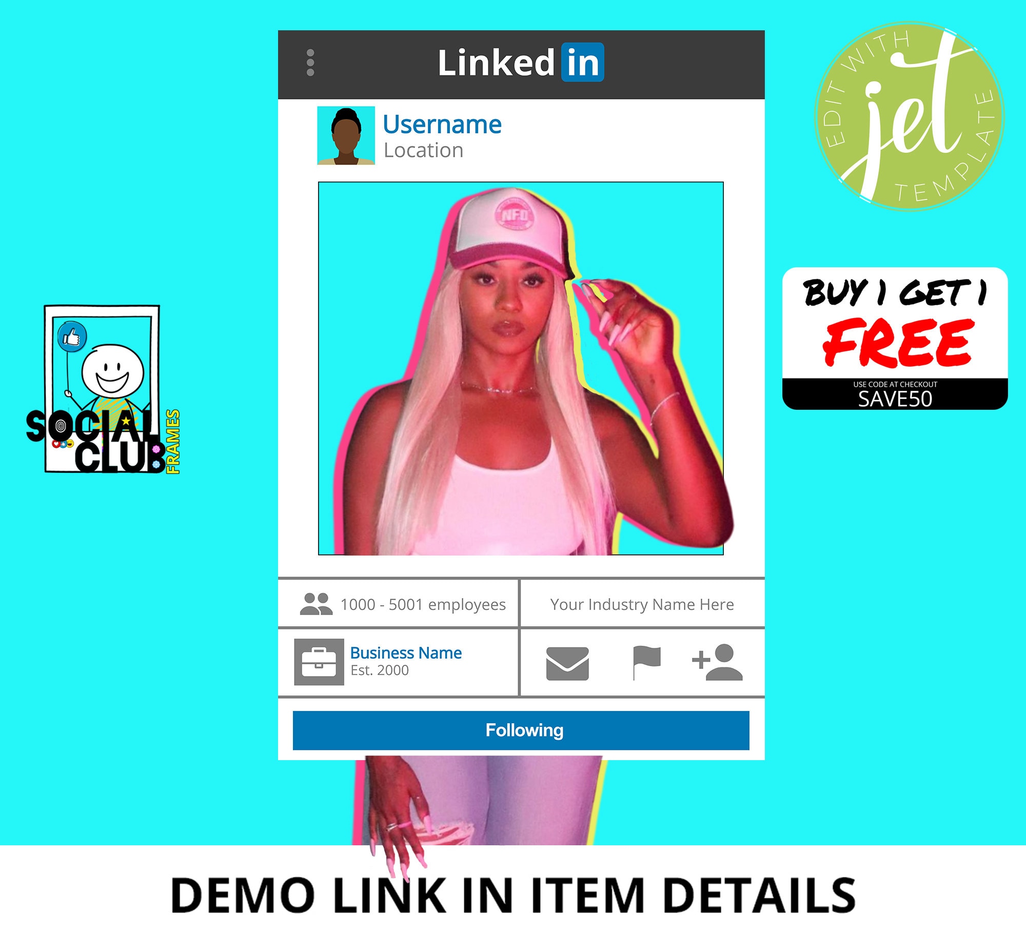 Linkedin Selfie Frame: Social Media Photo Booth Prop (editable ...