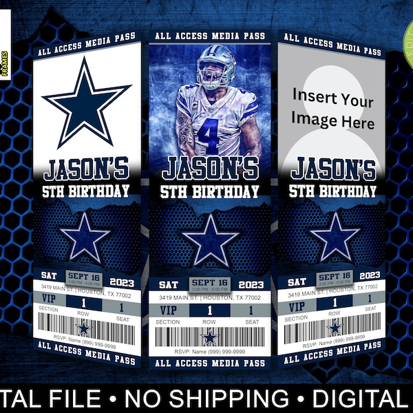 Dallas Cowboys Invitation Template - Etsy
