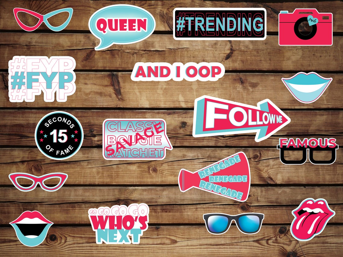 Tik Tok Inspired Photo Booth Props INSTANT DOWNLOAD - Etsy