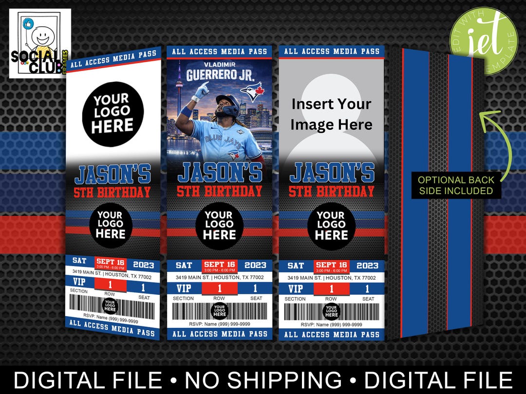 Toronto Blue Jays Birthday Ticket Invitation | Editable Baseball Party ...
