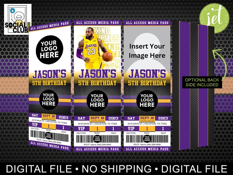 Los Angeles Lakers Birthday Invitation: Sports Ticket (digital Download ...