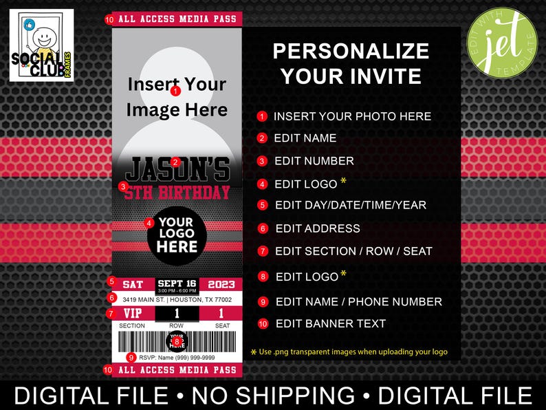 Toronto Raptors Birthday Ticket Invitation | Editable Basketball Party ...