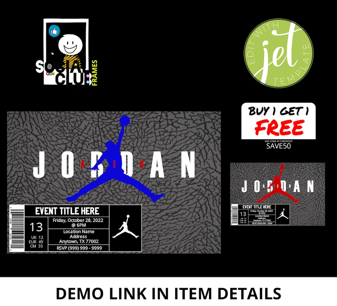 Jordan Birthday Invitation, Cement Invitation, Editable, Printable, Jet ...