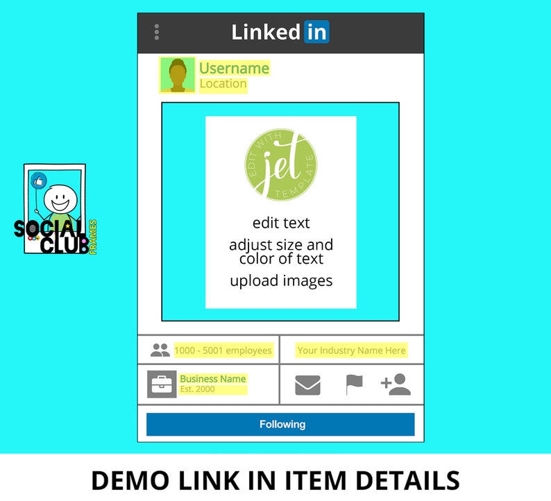 Linkedin Selfie Frame, Social Media Photo Booth Prop, Editable ...
