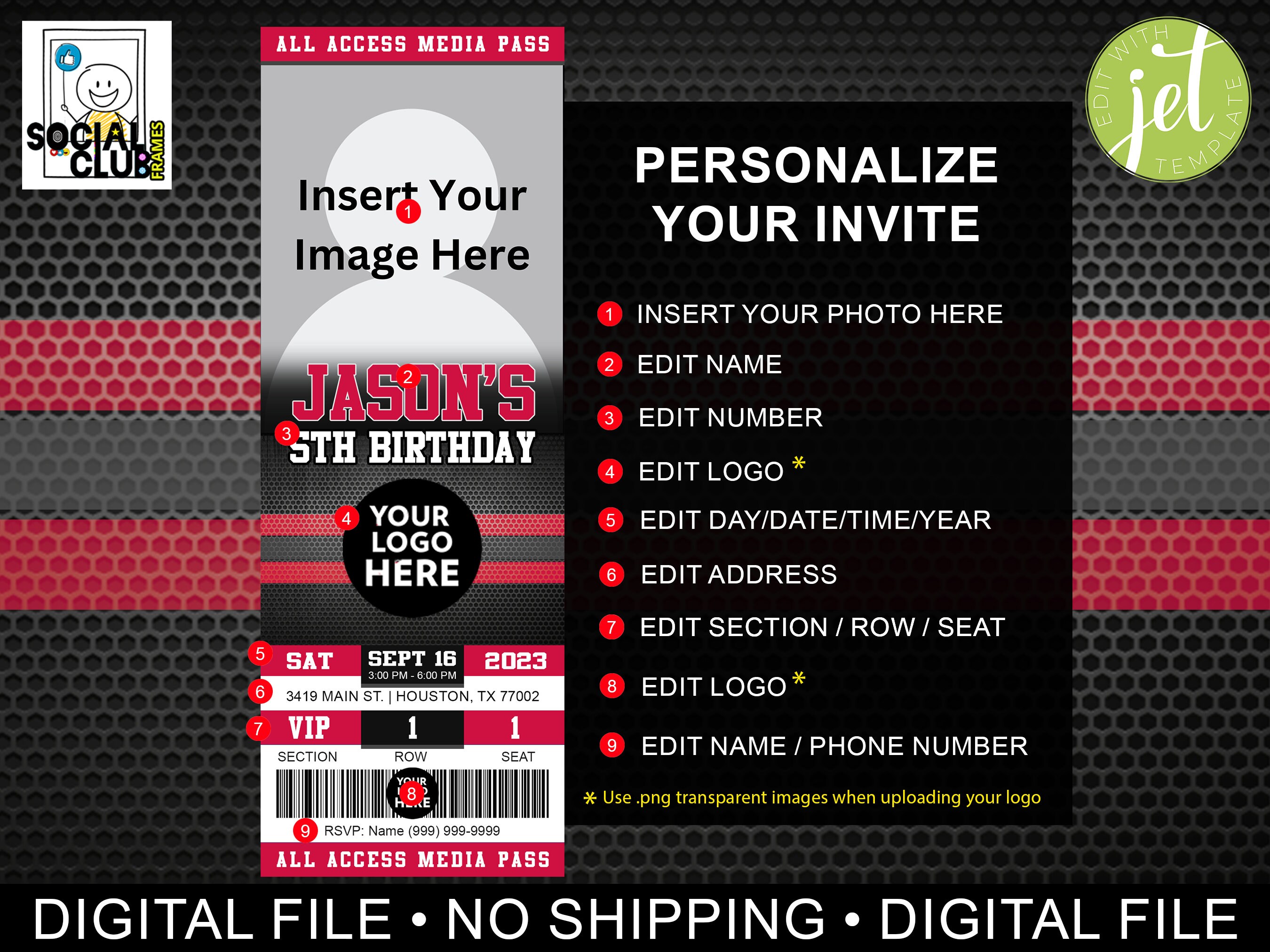 Houston Rockets Birthday Ticket Invitation | Editable Basketball Party ...