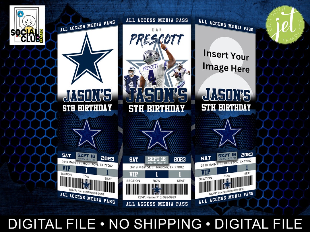 Dallas Cowboys Invitation, Cowboys Invite, Football Invitation, Digital ...