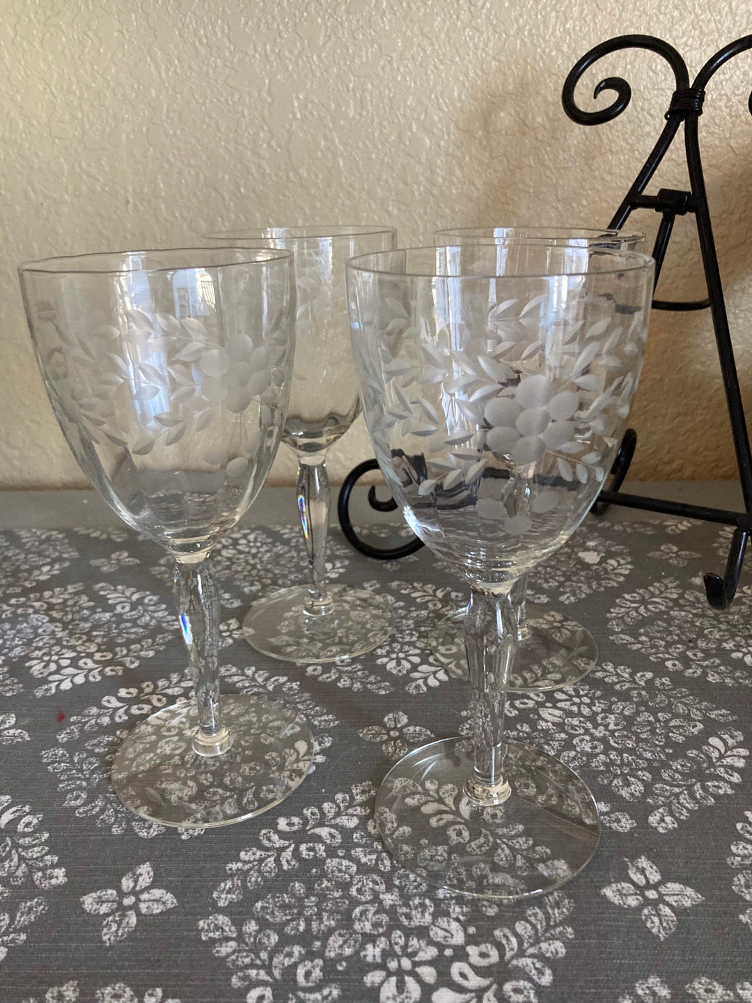 Set of 4 Vintage Blown Glass Water or Wine Goblets by Standard Glass ...