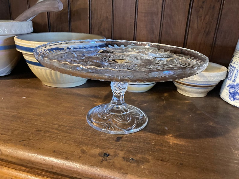 Antique EAPG Pattern Glass Pedestal Cake Plate Nice ! - Etsy