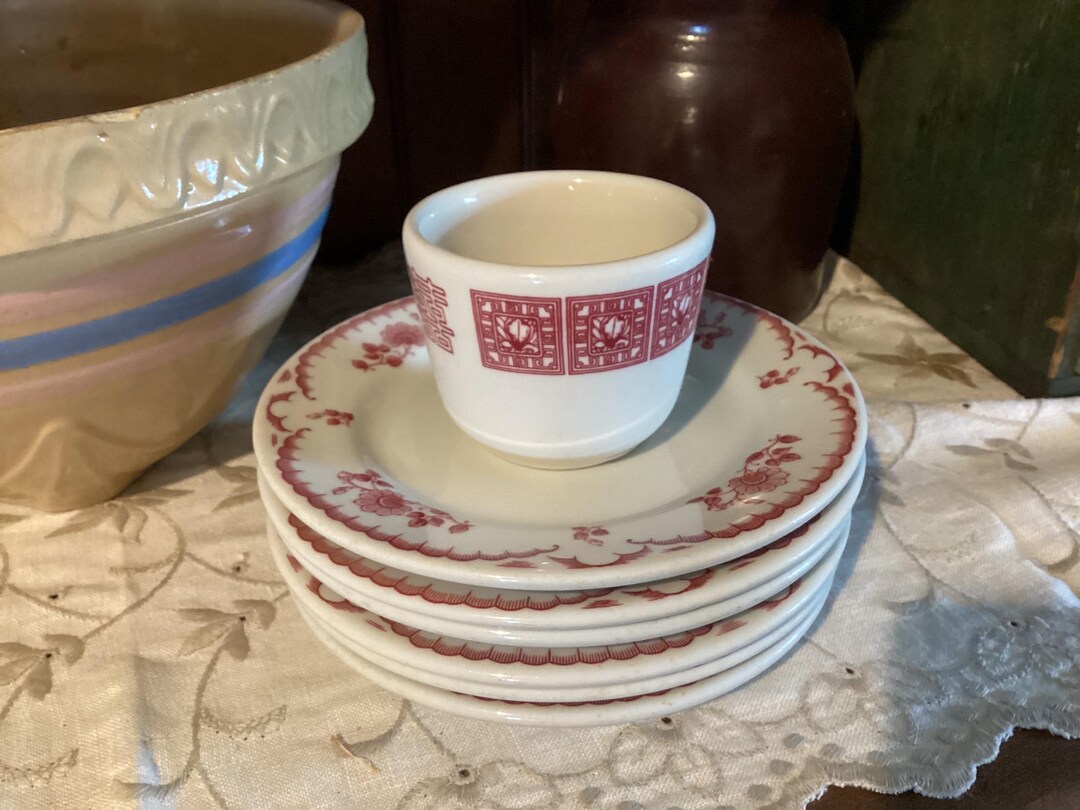 Vintage Red Restaurant Ware: 6 Small Plates & Buffalo China Bowl - Etsy