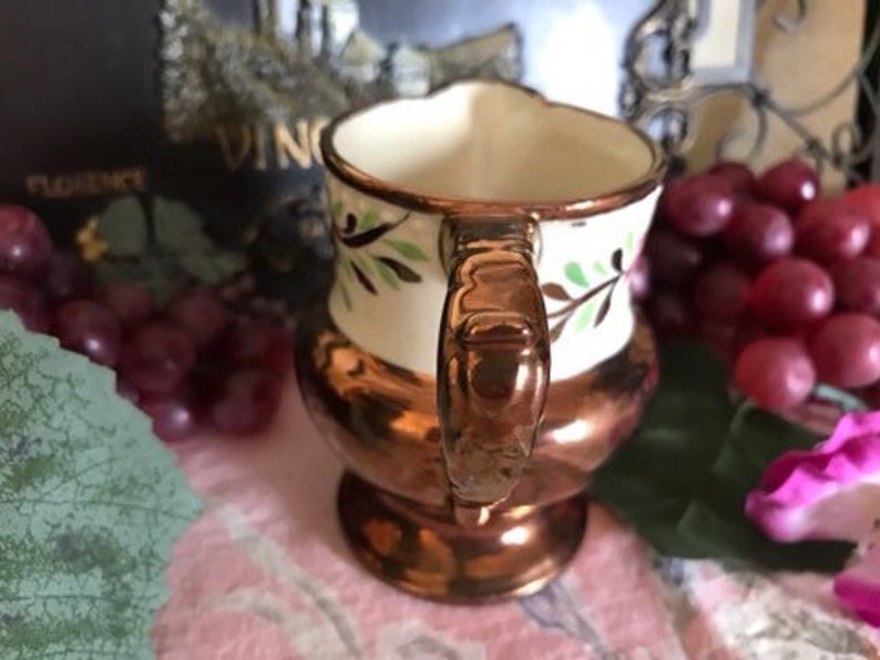 Vintage Lusterware Creamer With Hand Painted Flowers - Etsy